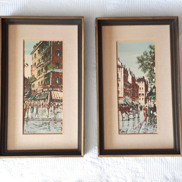 Vintage | Wall Decor | Vintage Mcm Pair Of Street Scenes Frames | Poshmark